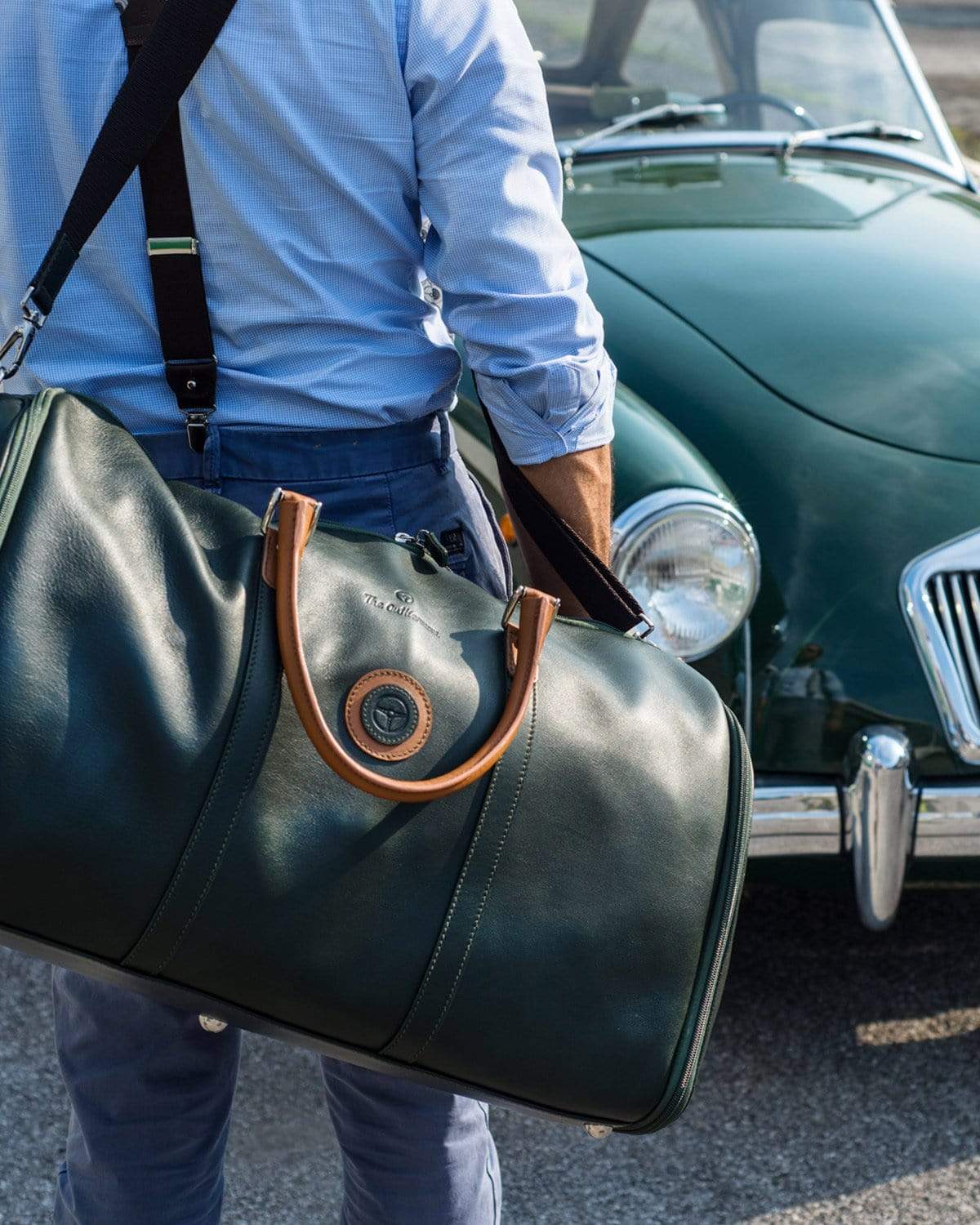 GLOBETROTTER - Full-grain Leather Weekender Garment Bag - British Gree ...